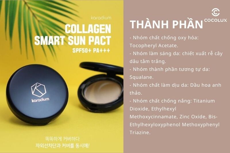 Phấn phủ Karadium Collagen Smart Sun Pact có mấy tone? Review chi tiết