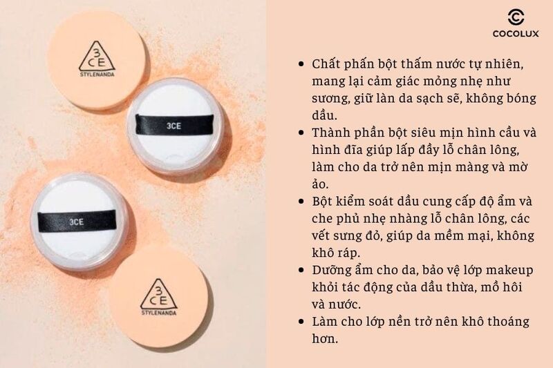 Review Phấn Phủ Bột 3CE Natural Finish Loose Powder
