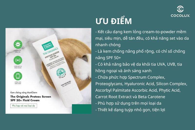 Review kem chống nắng MartiDerm The Originals Proteos Screen SPF50+ hot nhất hiện nay